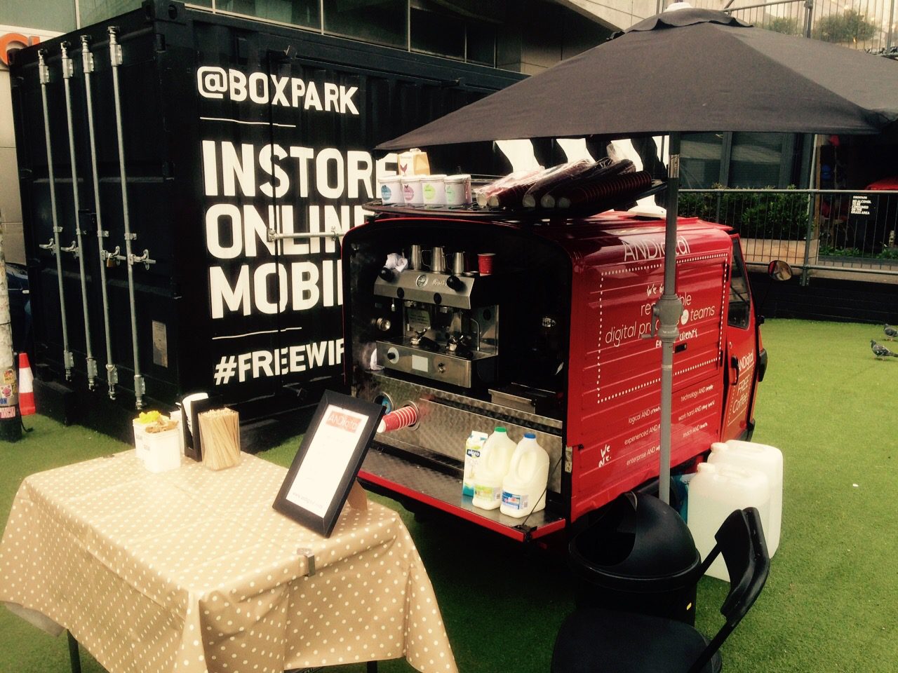 mobile coffee van hire - Vinyl wrap for ANDigital - Cafe Santiago
